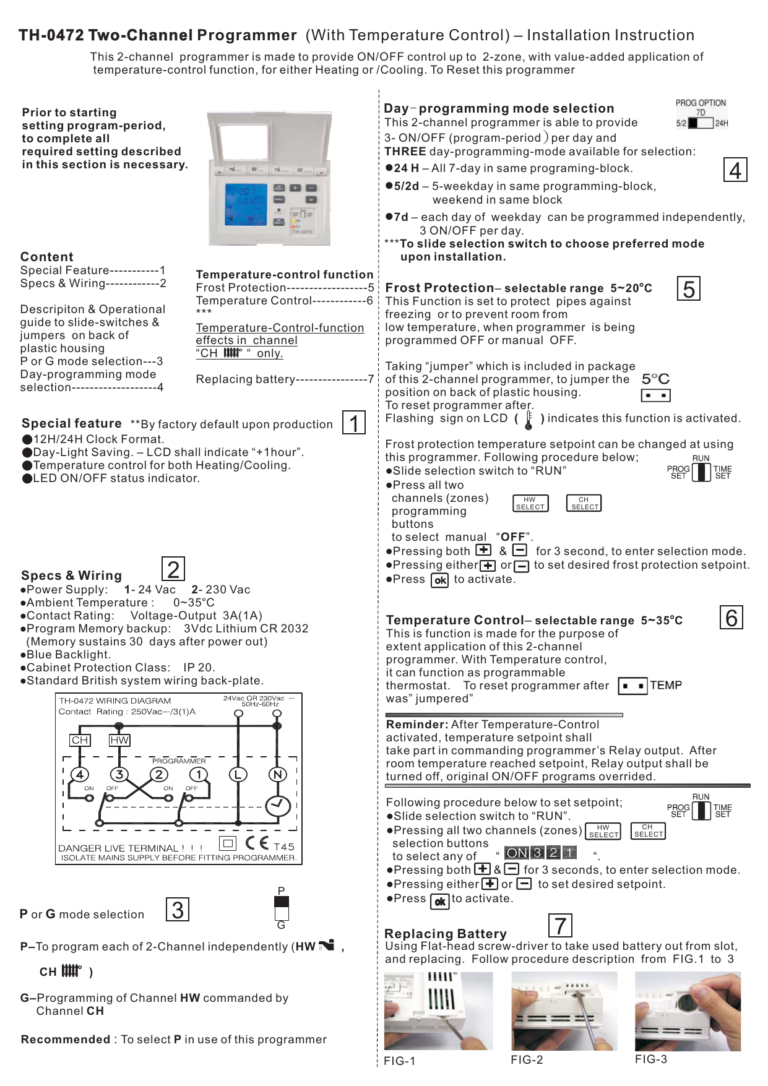 Central Heating Time switch Two zone 240vac w/thermostat – Nicos ...